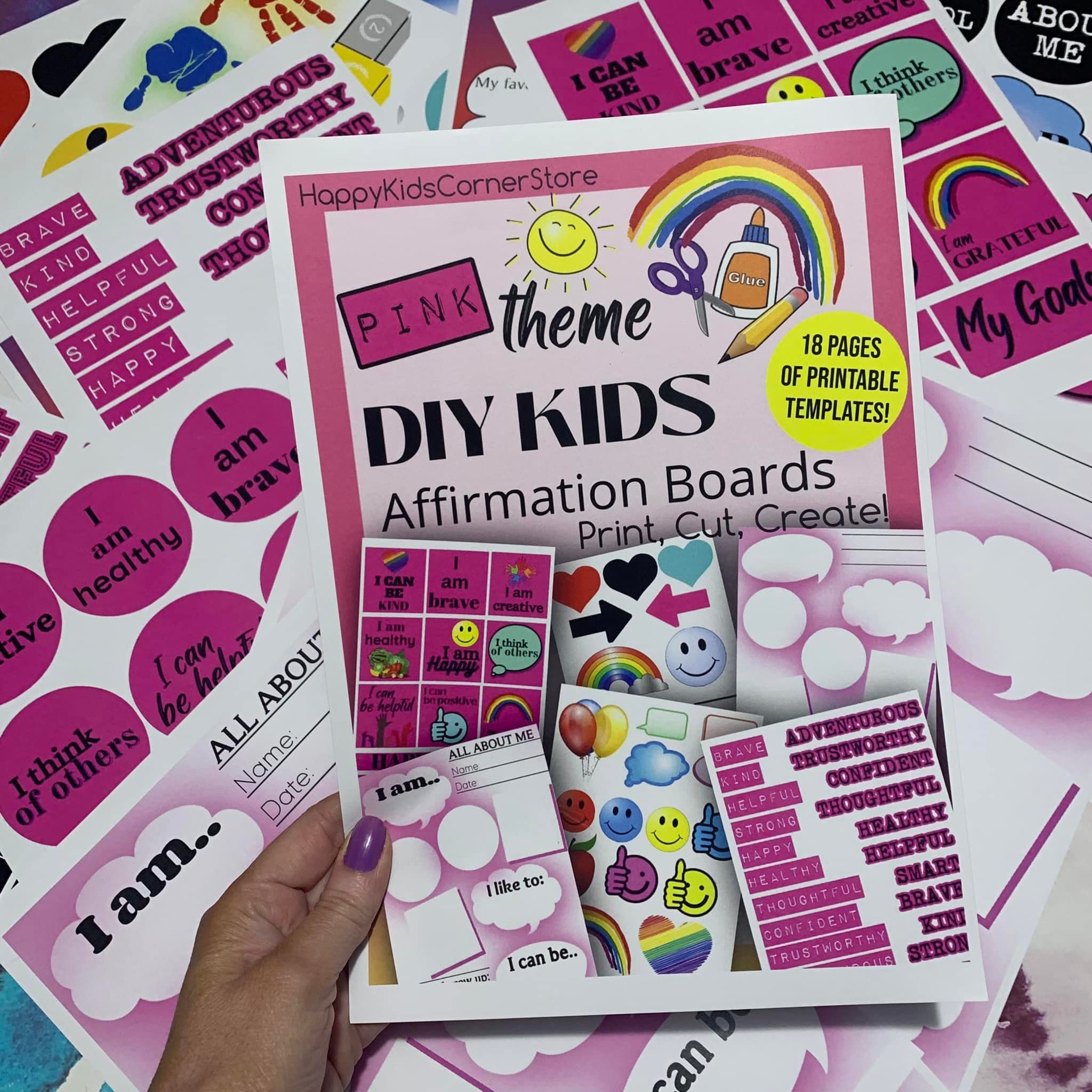 PINK Themed DIY KIDS Printable Affirmation Board Templates - for Kids ...