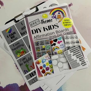 GREY Themed DIY KIDS Printable Affirmation Board Templates - for Kids ...