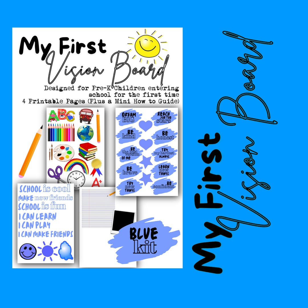 BLUE Themed My Childs First VISION BOARD / Vision Board Kit Designed ...