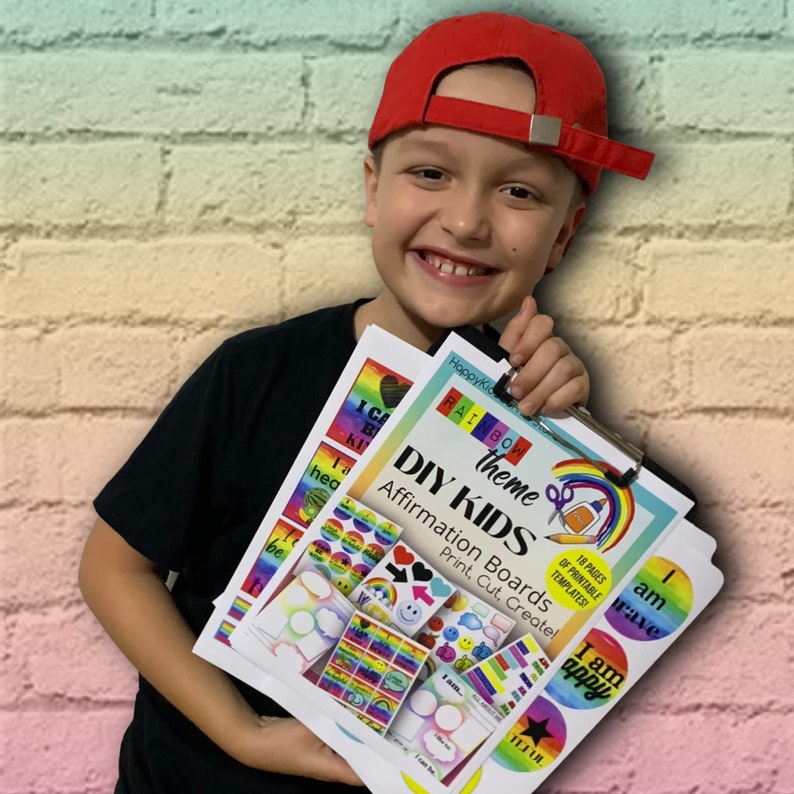 RAINBOW Themed DIY KIDS Printable Affirmation Board Templates -for Kids ...