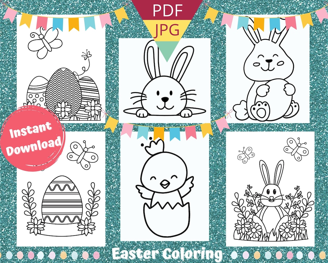 12 Easter Themed Elementary Age Coloring Pages, Instant Download Pdf ...