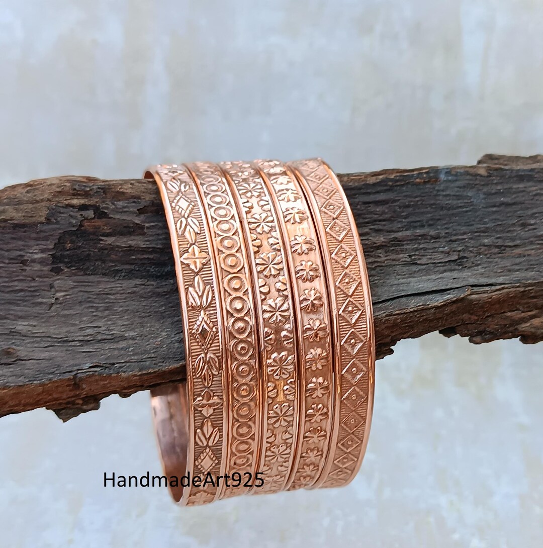 5 Set Cooper Designer Bangles, Handmade Cooper Women Statement Jewelry ...