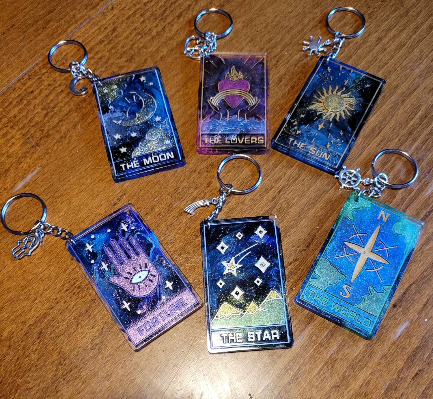 Tarot Card Keyrings With Corresponding Charm - Etsy