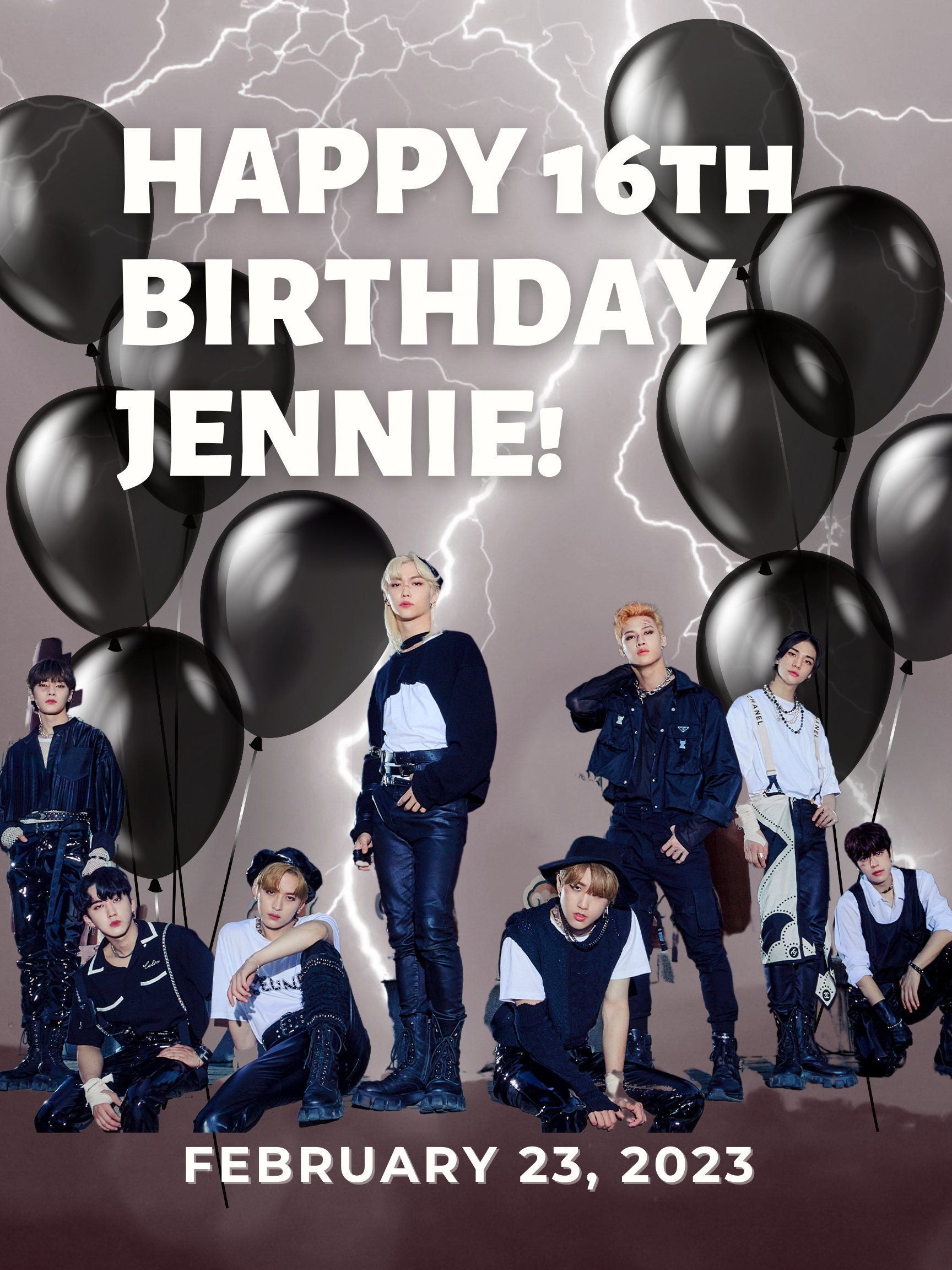 Stray Kids Birthday Party Custom Poster Black Lightning Theme - Etsy