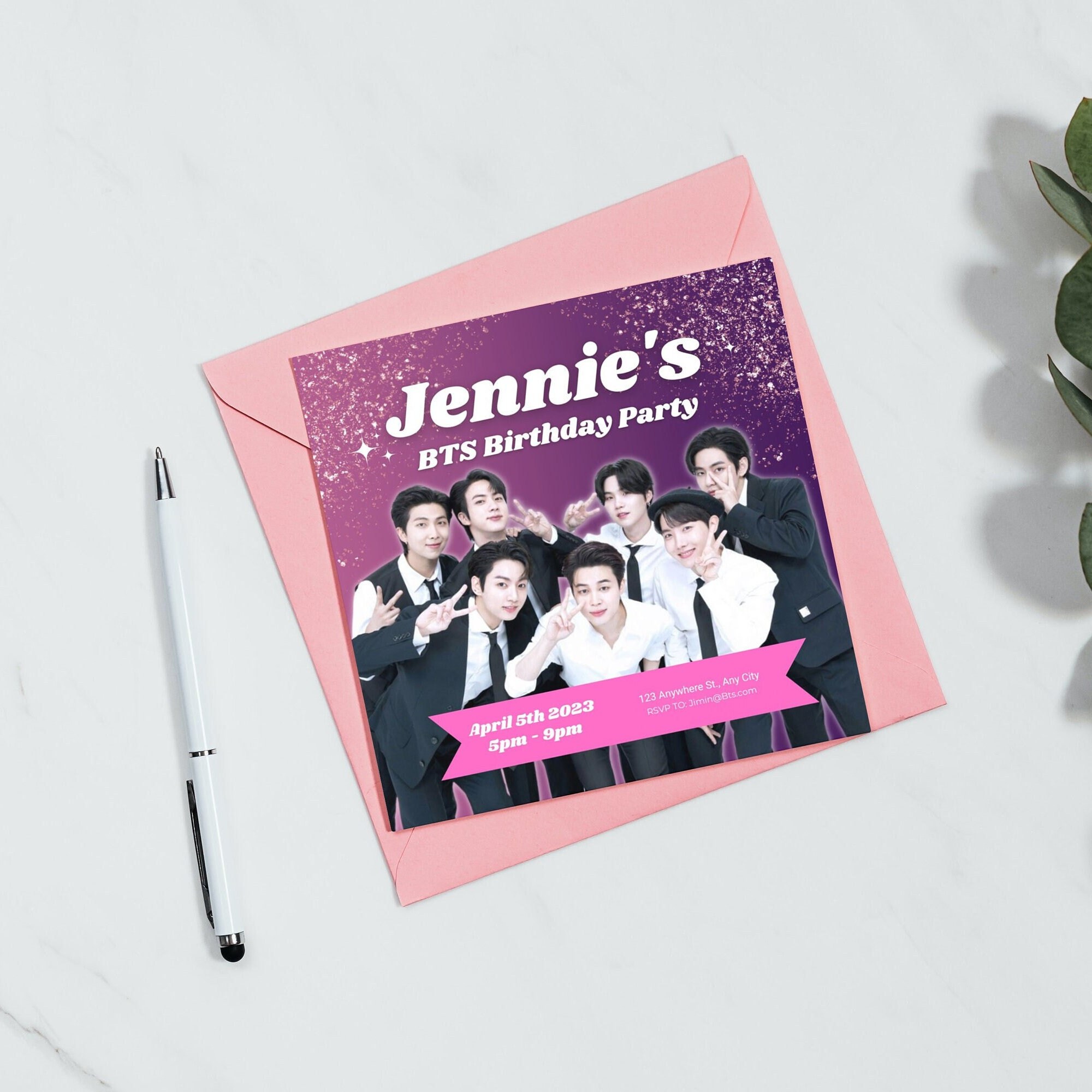 BTS Purple Custom Birthday Invitation Printable File - Etsy