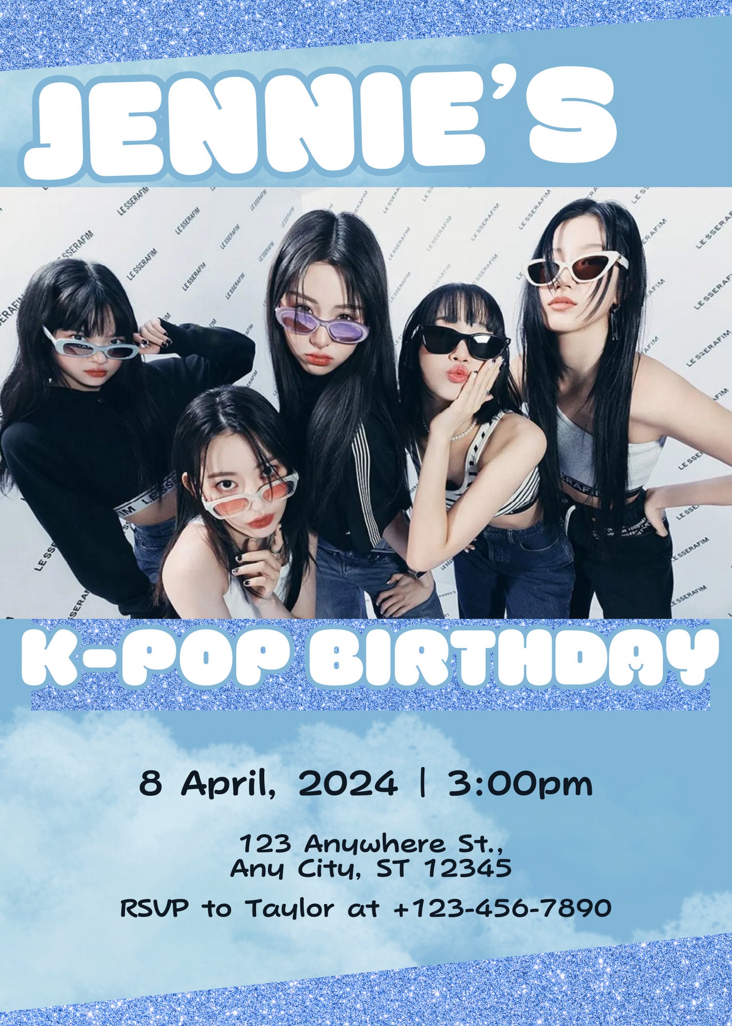 LE SSERAFIM Birthday Custom Invitation for K-pop Party - Etsy