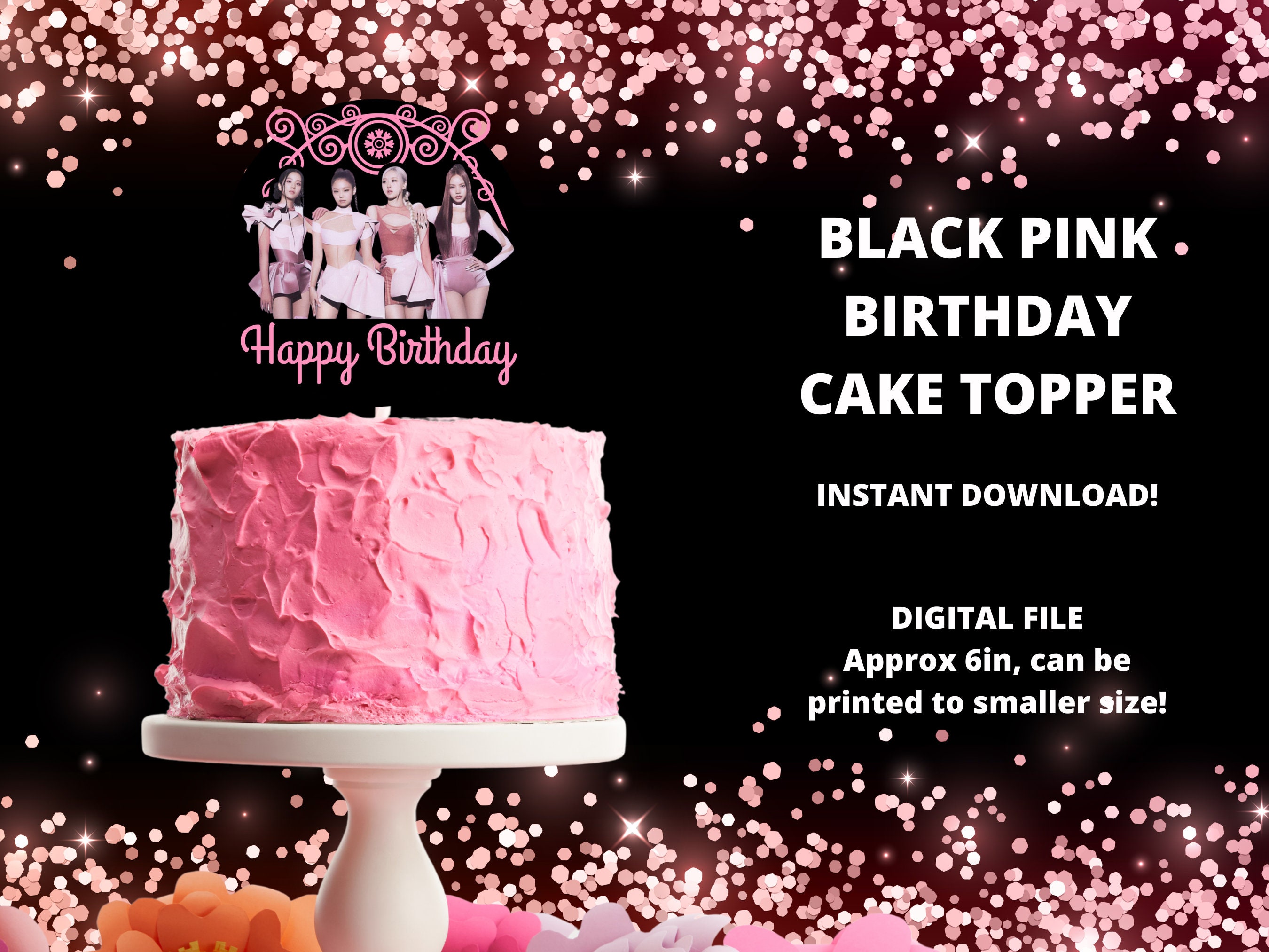 Black Pink Cake Topper K Pop Birthday Party Decor - Etsy