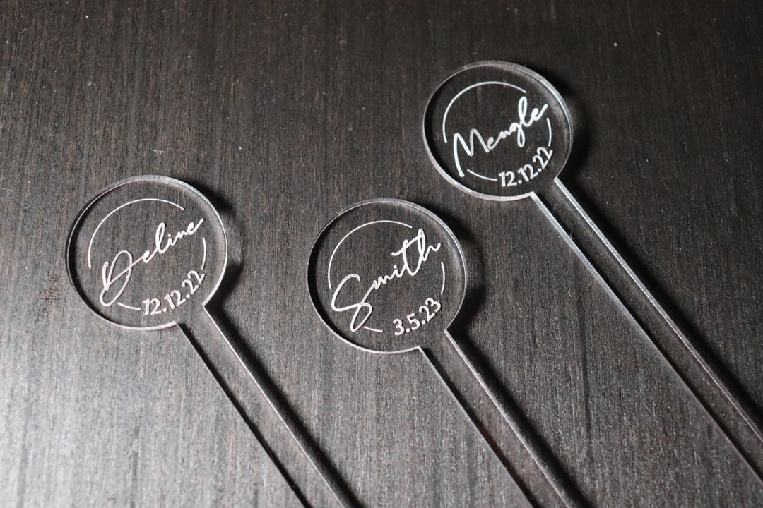 Drink Stirrer Custom Wedding Logo, Personalized Engraved Cocktail ...