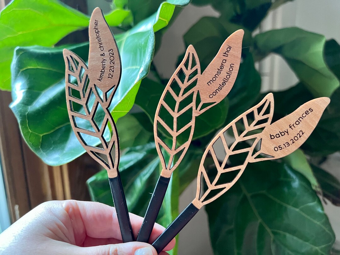 Plant Stakes Personalized, Houseplant Custom Leaf Marker, Plant Tag ...