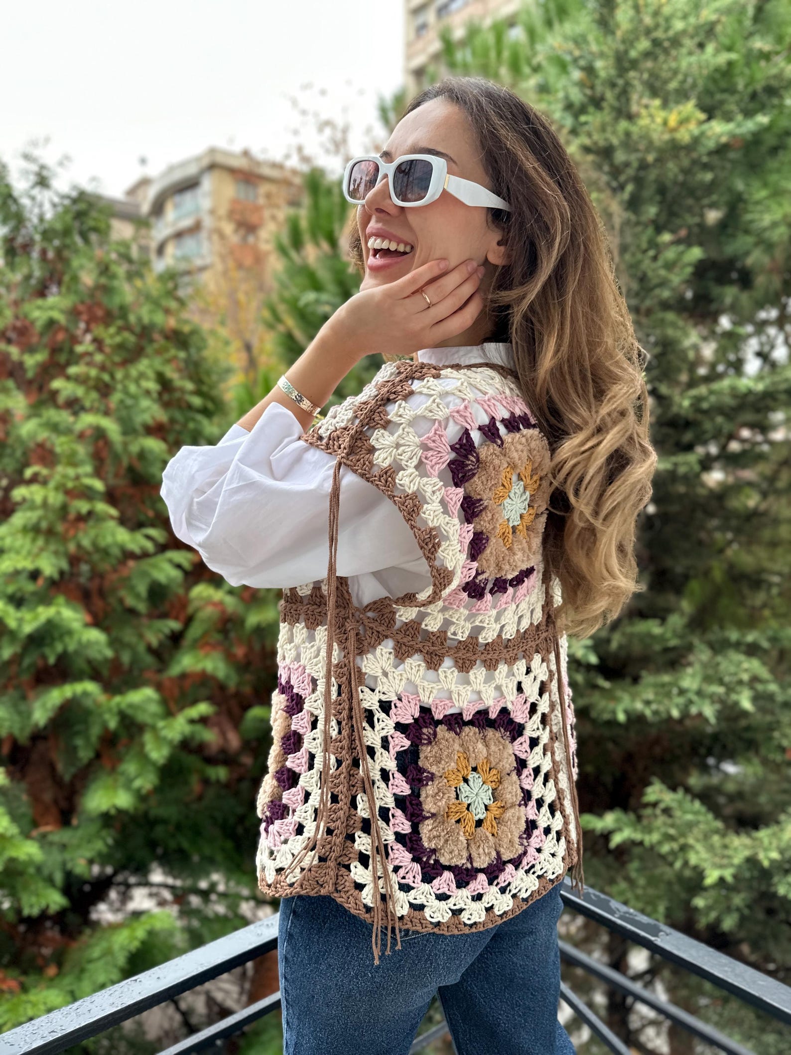 Granny Square Vest, Knitted Patchwork Vest, Crochet Vests, Boho Style, Knitted Crochet, Handmade ...