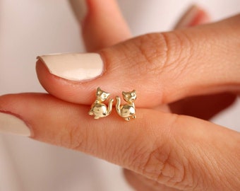 Gold Cat Earrings - Etsy