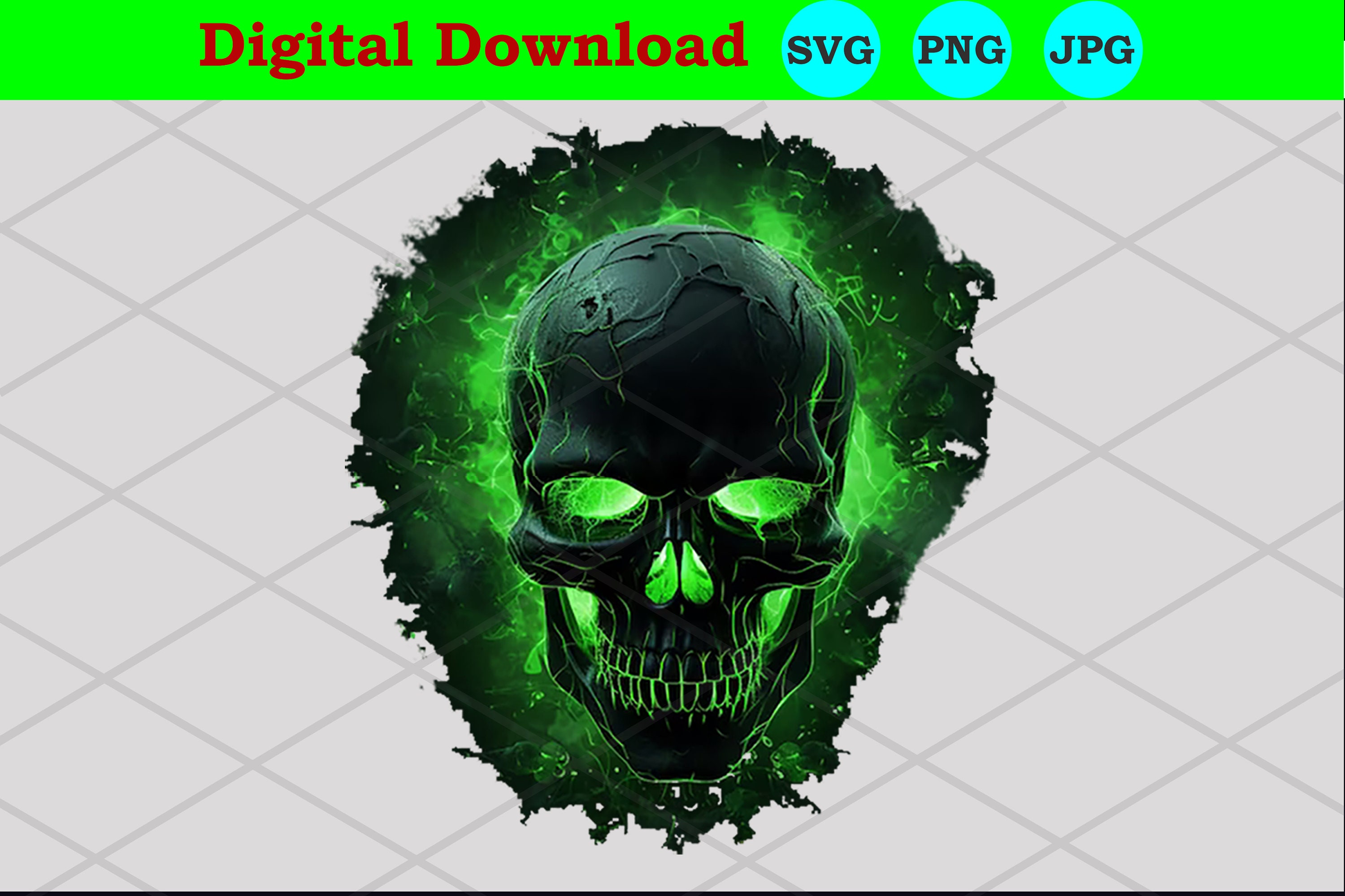 Green Skull Design / Digital Download / Png, Jpeg and Svg / 300dpi - Etsy