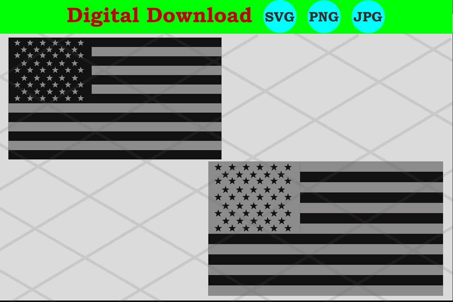 Gray and Black USA Flag / SVG, PNG and Jpeg / 300dpi / 7in X 12in - Etsy