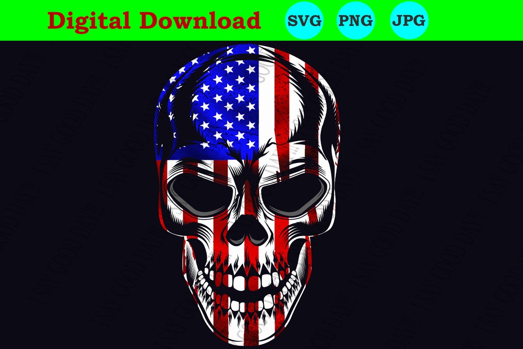 Skull American Flag | USA Flag on Skull | Cut File | Svg, Jpeg, Png ...