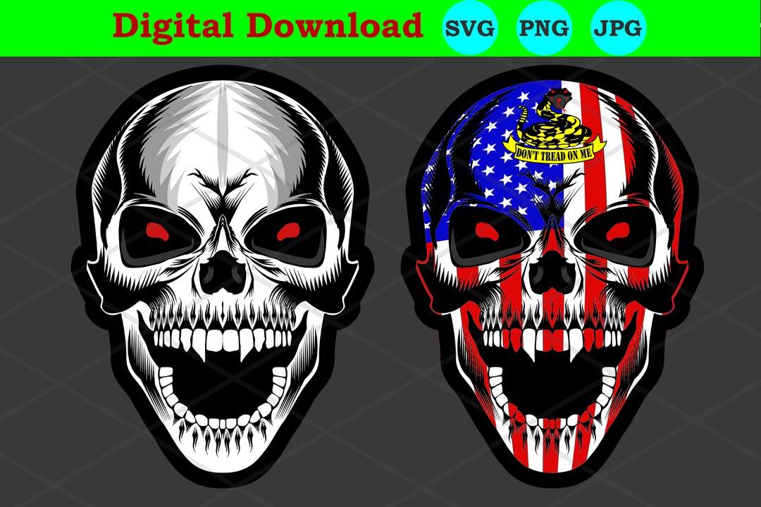Vampire Skull / Patriotic Don't Tread on Me Skull /svg, Png, Jpg Cut ...