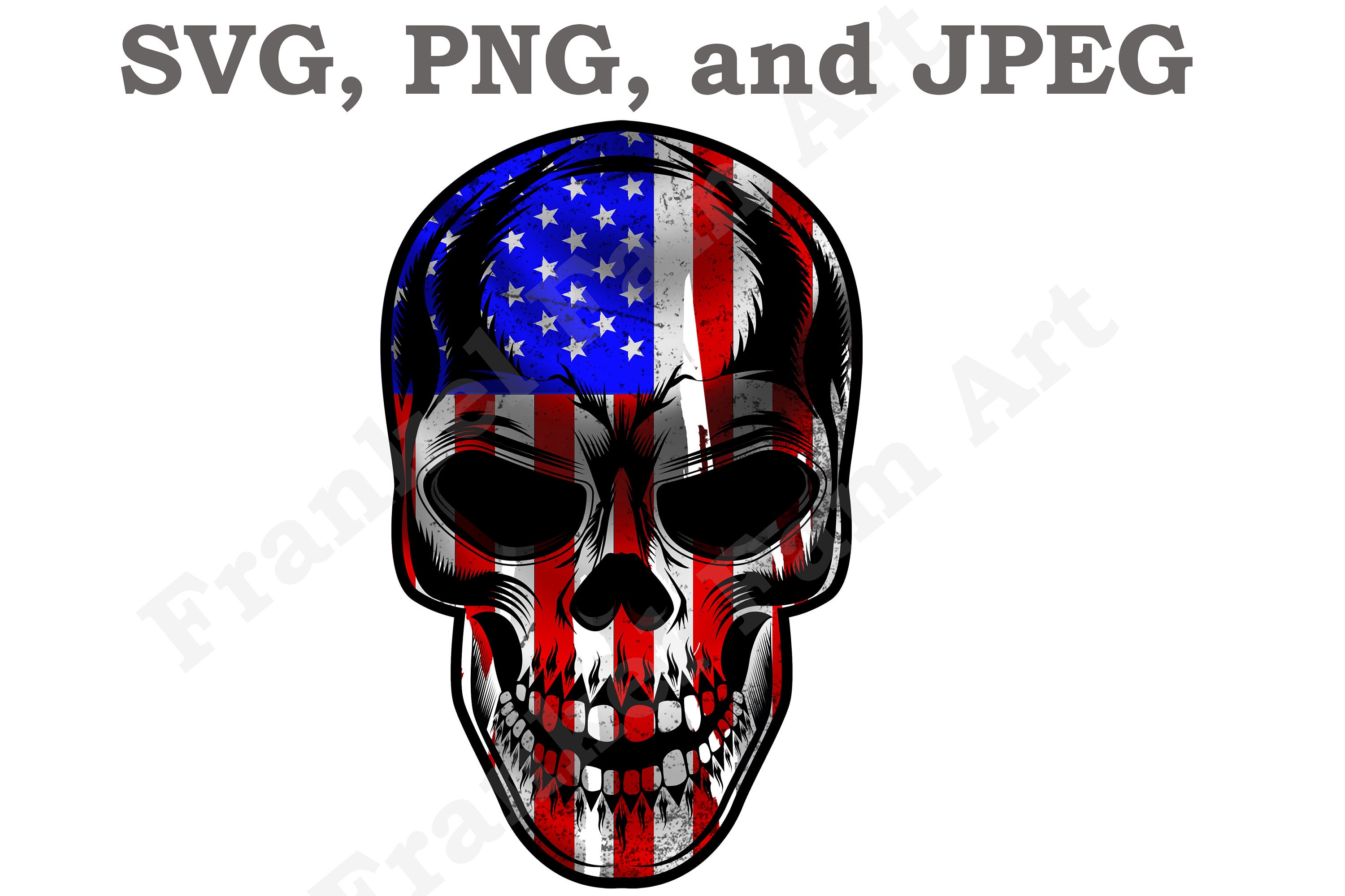 Skull American Flag | USA Flag on Skull | Cut File | Svg, Jpeg, Png ...