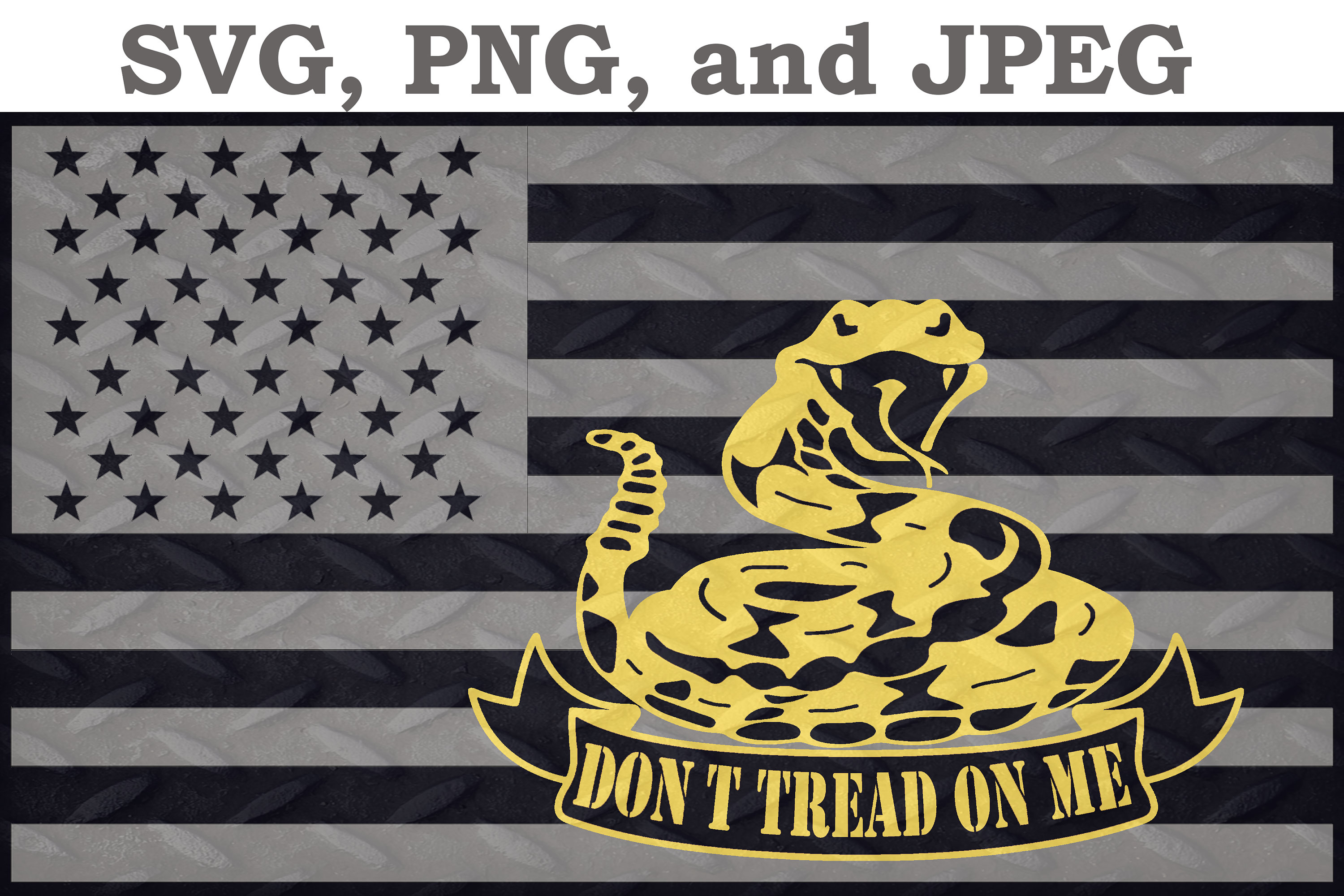 Gray USA Flag With Rattle Snake "don't Tread on Me" / SVG, PNG and Jpg ...