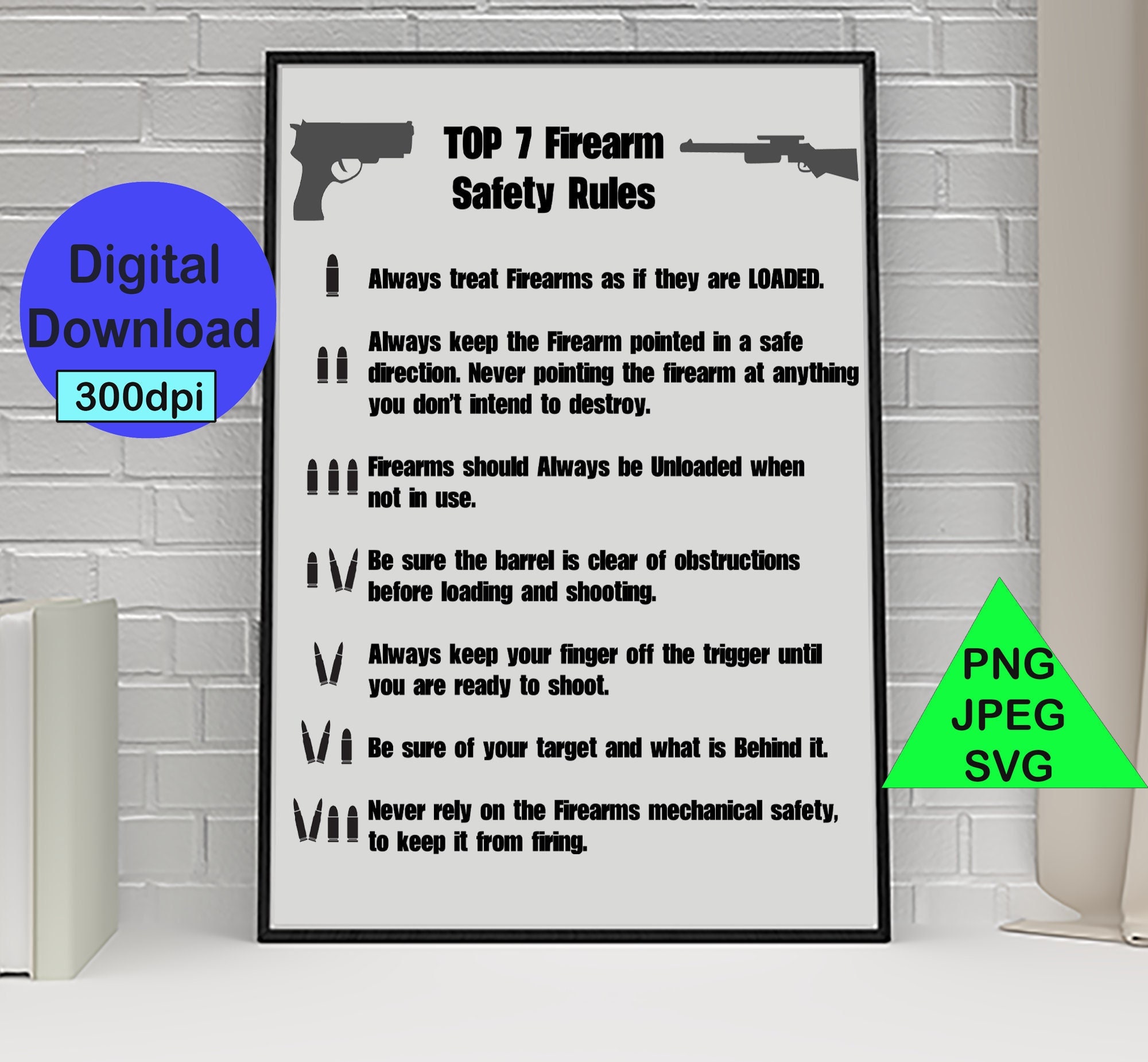 Top 7 Firearm Safety Rules / PNG, JPEG, and SVG / 300dpi / Gun Safety ...