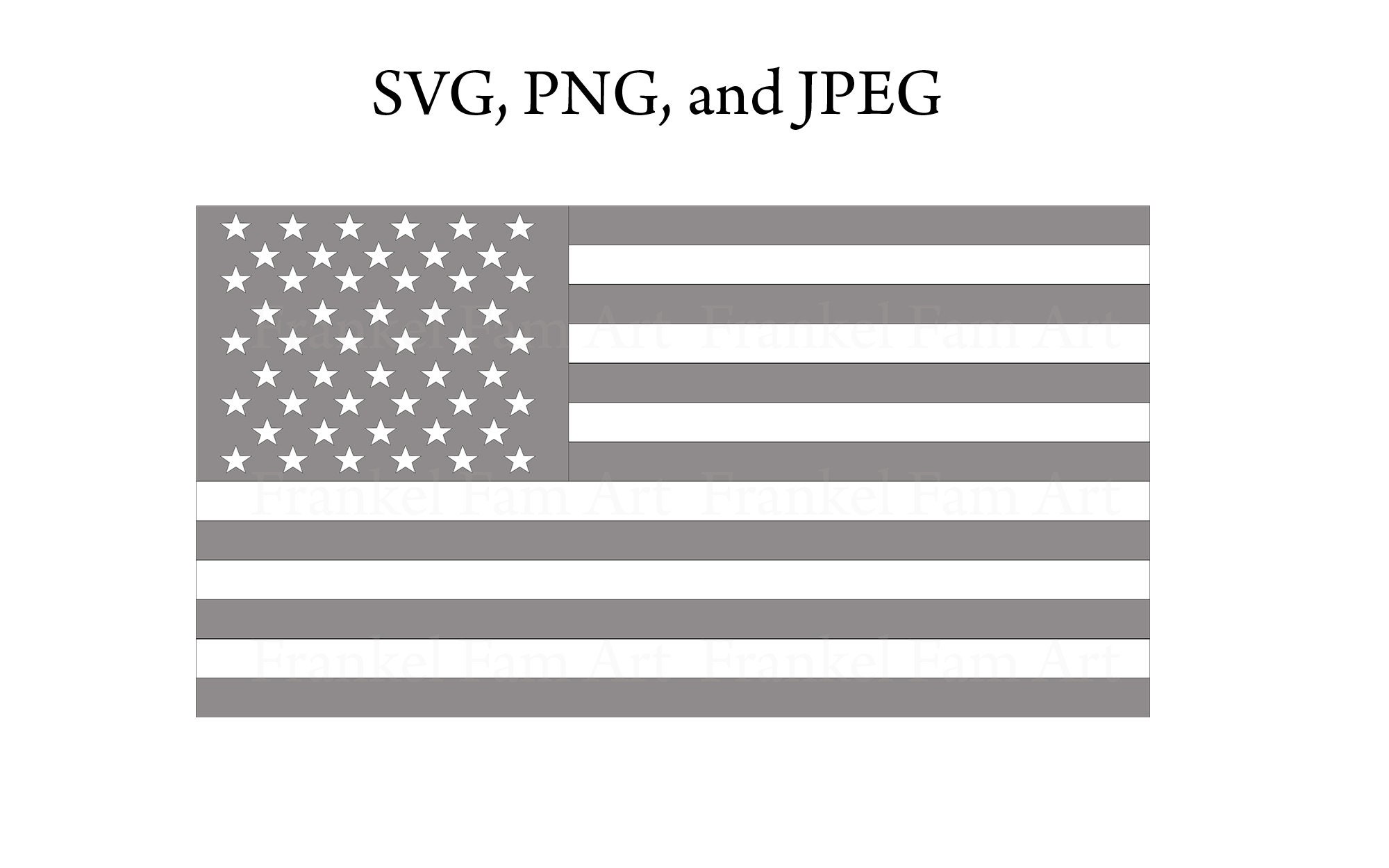 Gray and White USA Flag / SVG, PNG and Jpeg / 300dpi / 7in X 12in - Etsy