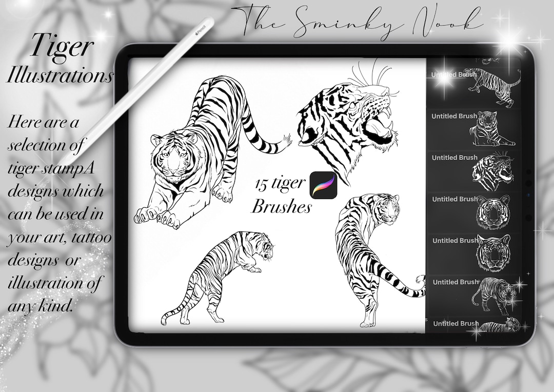 Procreate Tiger Brushes/ Tiger Stamps/ Tattoo Stamps/ Tiger ...