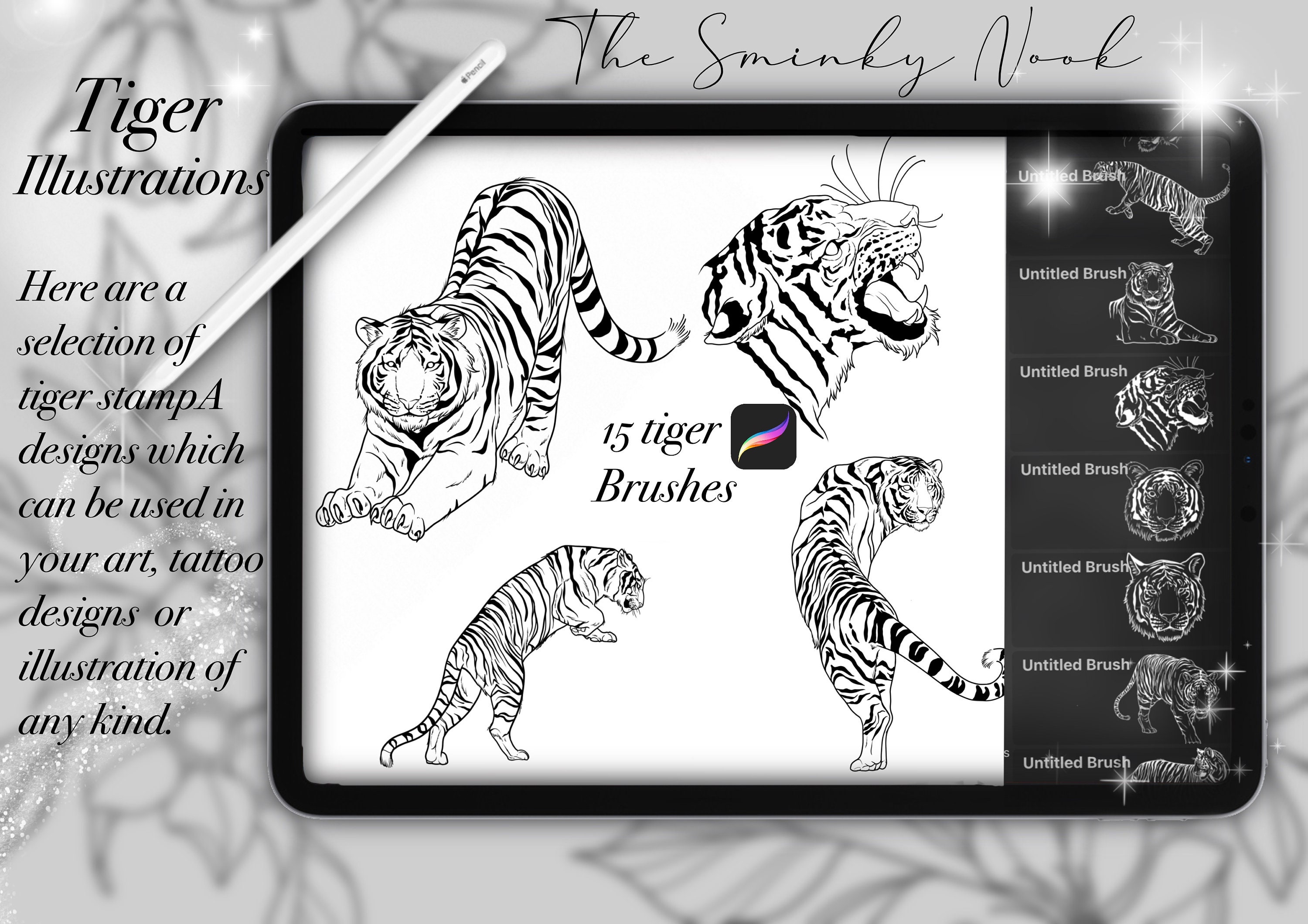 Procreate Tiger Brushes/ Tiger Stamps/ Tattoo Stamps/ Tiger ...