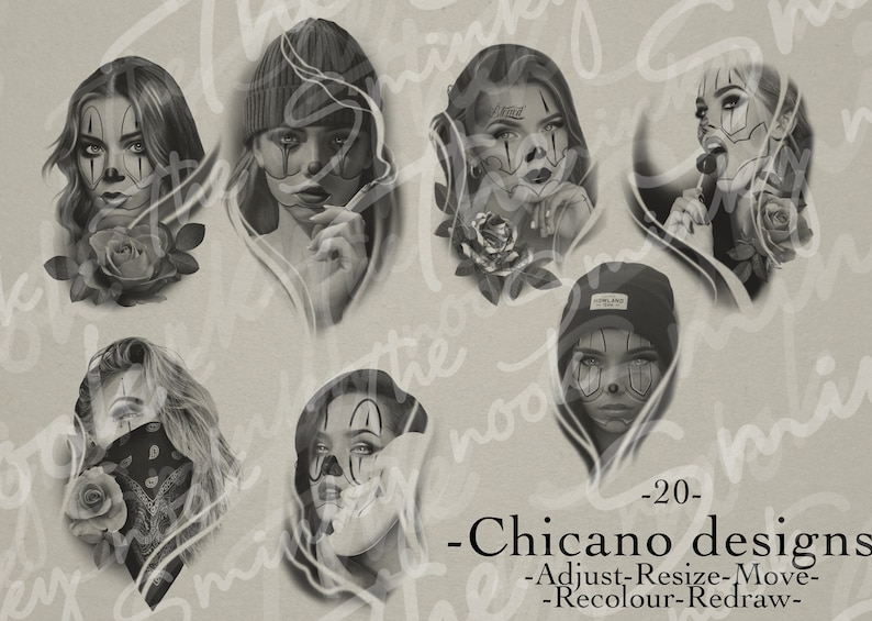 Chicano Tattoo Procreate Brushes/ Stamps/ Digital Brush Stencil - Etsy
