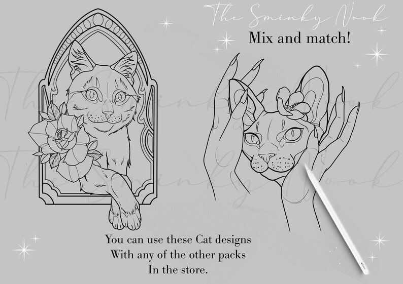 Neo Traditional Cat Brush/ Stamp Set for Procreate - Etsy