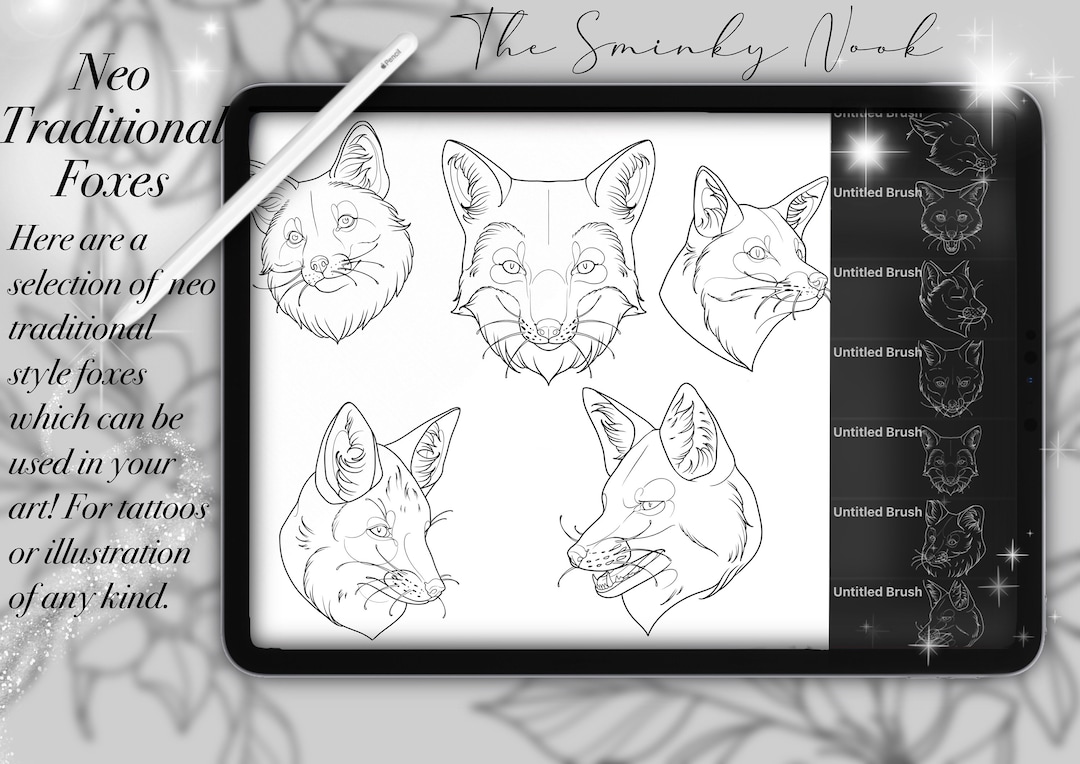 Procreate Neo Traditional Fox Brushes, Stamps, Tattoo Design, Digital Brush - Etsy
