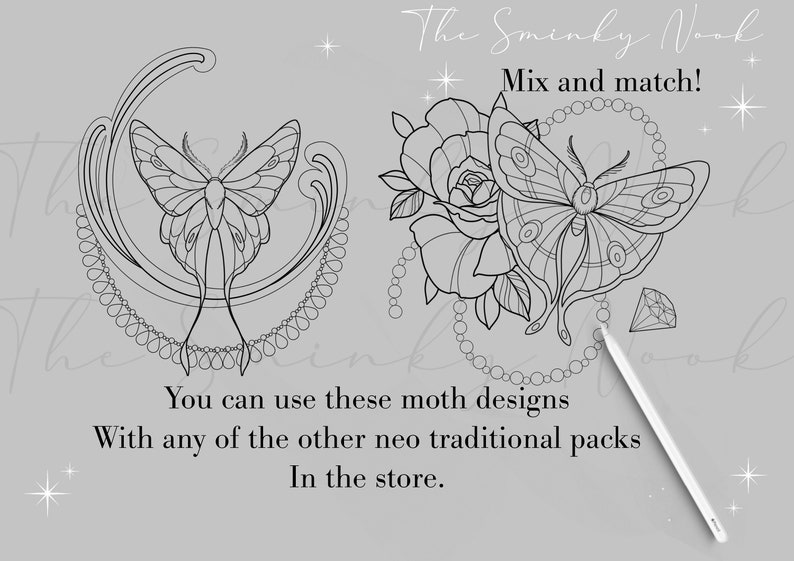 Procreate Neo Traditional Moth Brush, Stamps for Procreate, Tattoos - Etsy