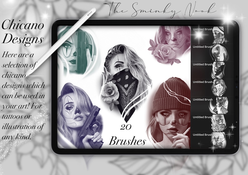 Chicano Tattoo Procreate Brushes/ Stamps/ Digital Brush Stencil - Etsy