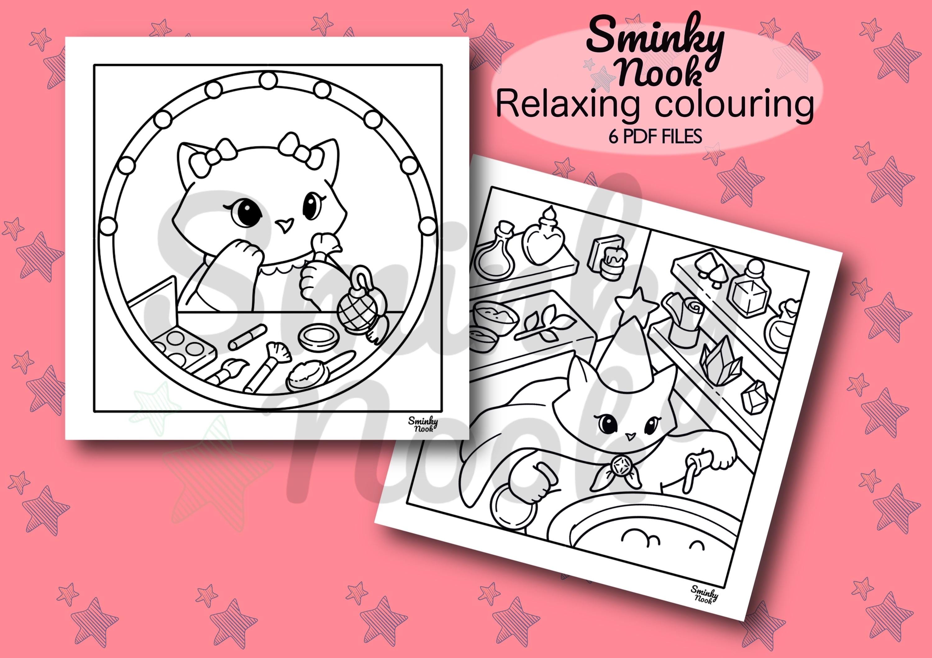 Colouring Pages: Relaxing Cosy Cat Illustrations to Colour in for ...