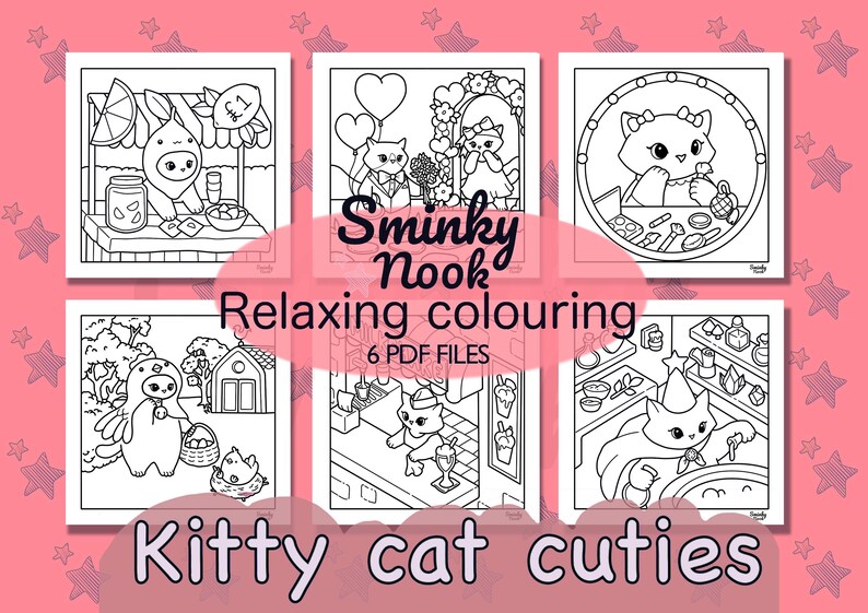 Colouring Pages: Relaxing Cosy Cat Illustrations to Colour in for ...