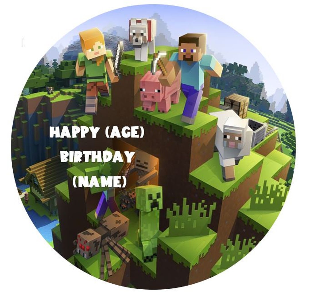Edible Images Minecraft Round Cake Topper - Etsy Australia