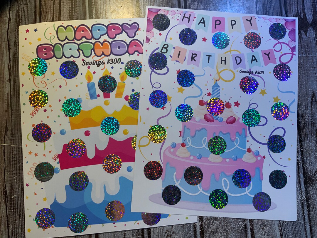 Happy Birthday Scratch and Save - Etsy