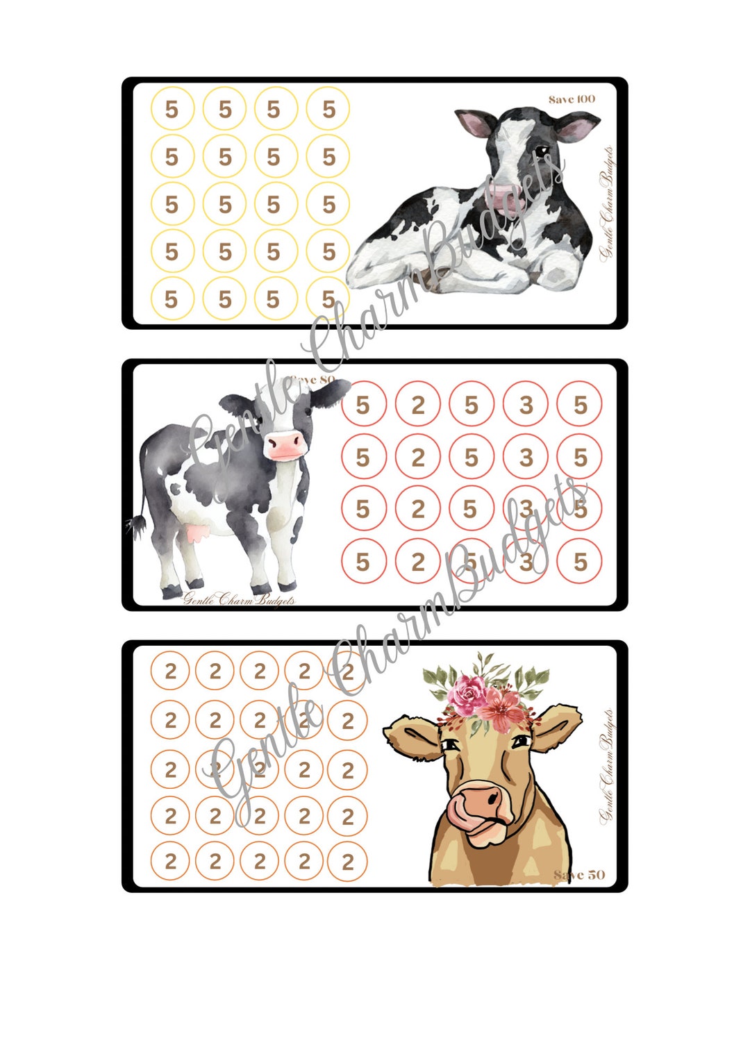 Cow Mini Savings Challenges / Cow Lovers - Etsy