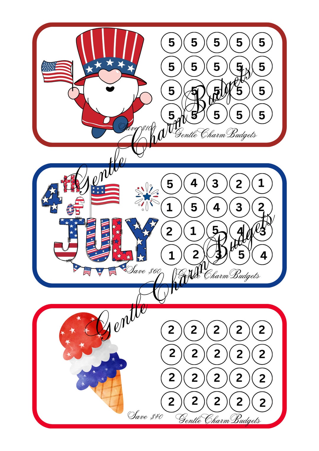 Patriotic Mini Savings Challenges / Labor Day/memorial Day/fourth of ...