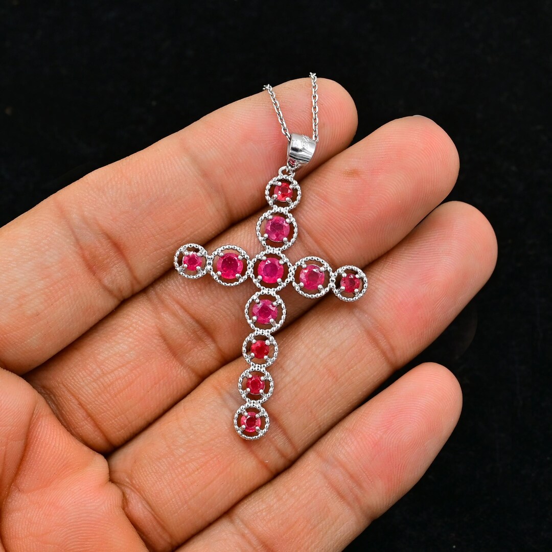 Natural Ruby Celestial July Birthstone Pendant, 925 Solid Sterling ...