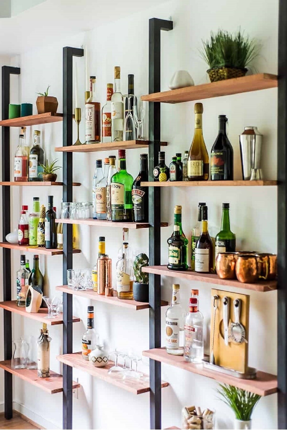 Wooden Bookcase,loft Style Industrial Design Bookcase,cottage Wall ...