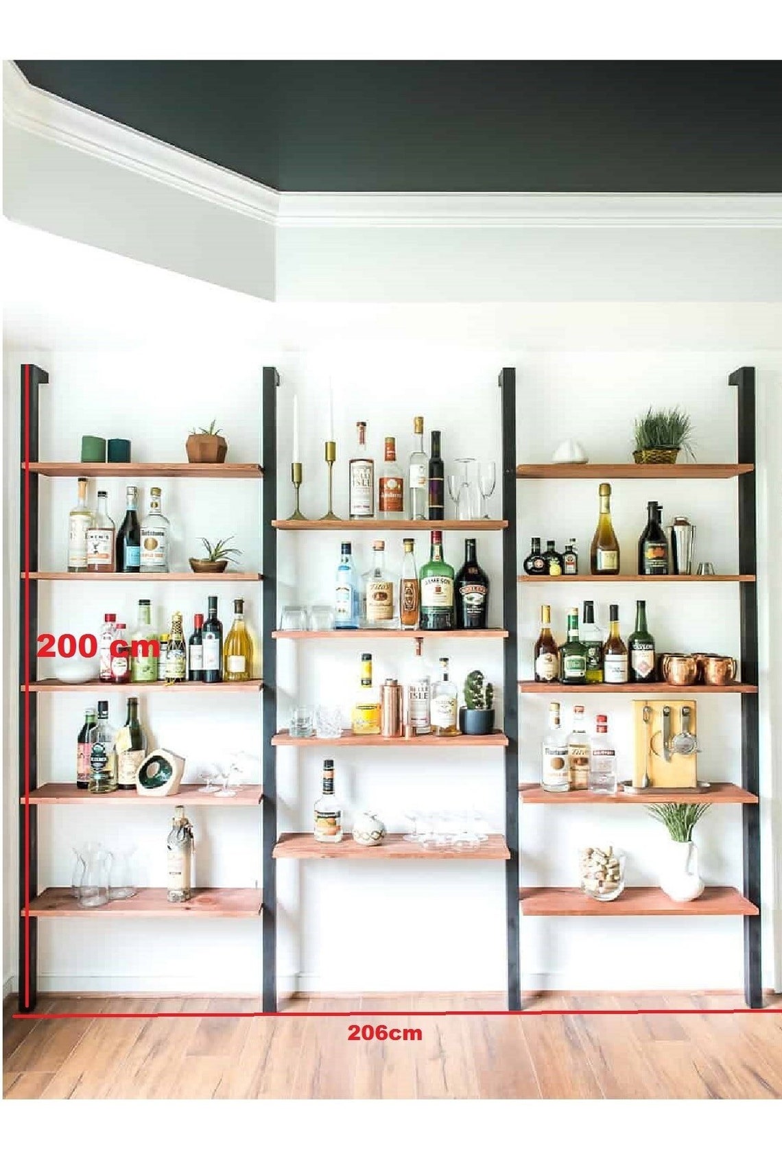 Wooden Bookcase,loft Style Industrial Design Bookcase,cottage Wall ...