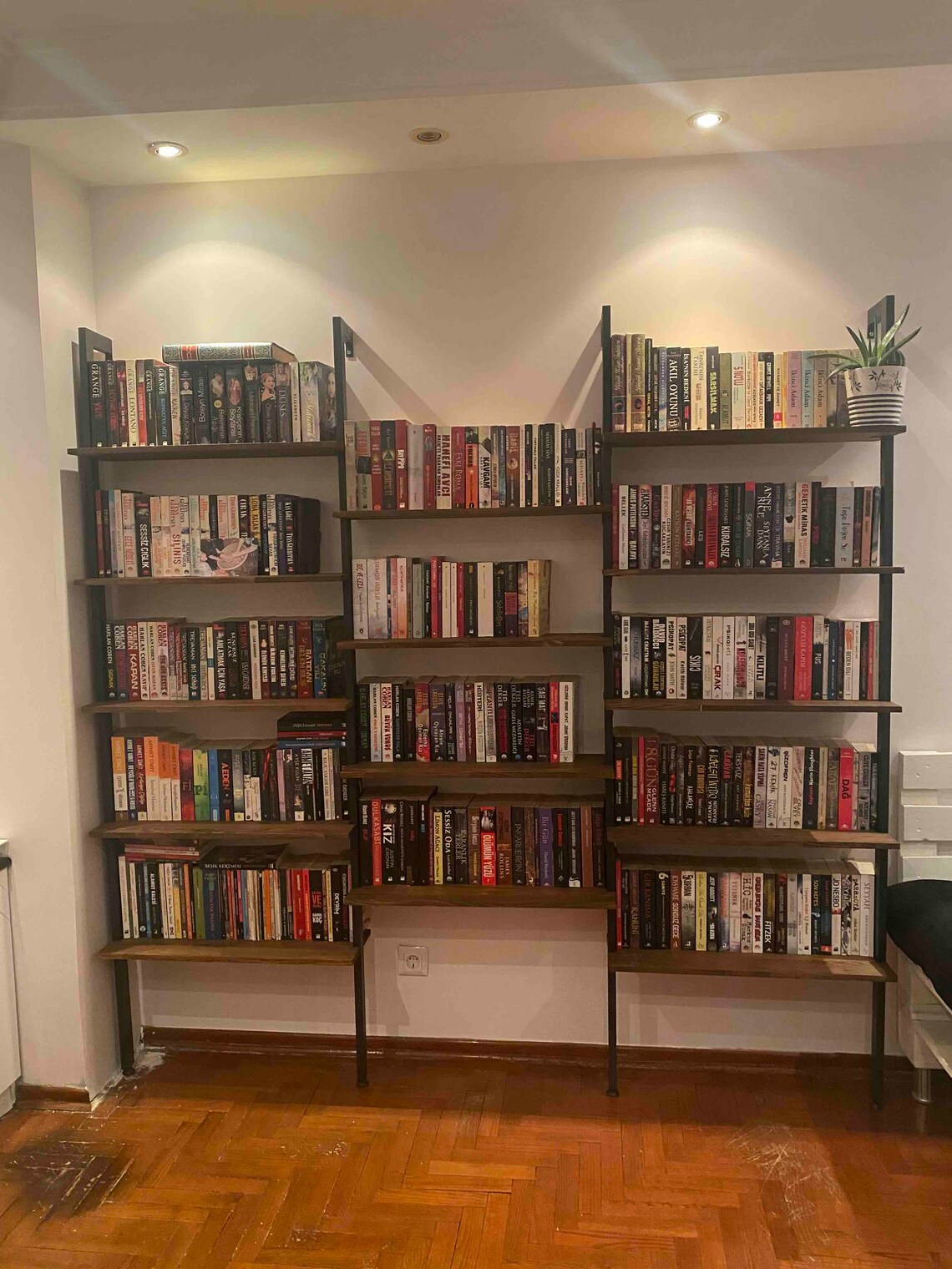 Wooden Bookcase,loft Style Industrial Design Bookcase,cottage Wall ...