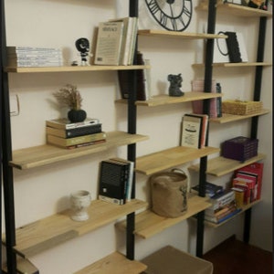 Wooden Bookcase,loft Style Industrial Design Bookcase,cottage Wall ...