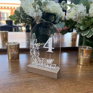 Arch Table Number With Stand Floral Table Numbers Acrylic - Etsy