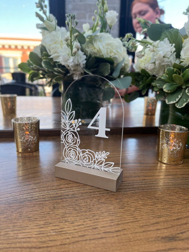 Arch Table Number With Stand Floral Table Numbers Acrylic - Etsy
