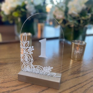Arch Table Number With Stand Floral Table Numbers Acrylic - Etsy