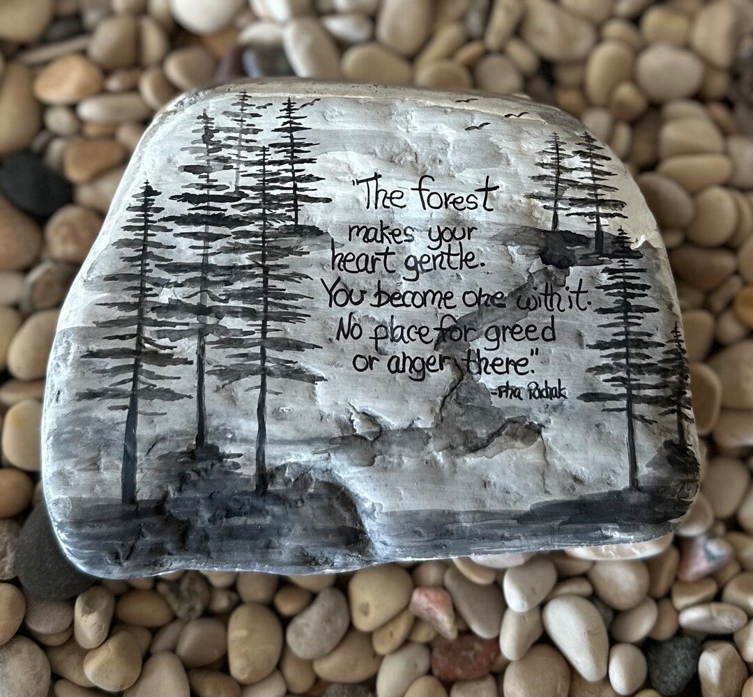 Hand Painted Natural Stone, Inspirational Quote, Nature Scene,unique ...
