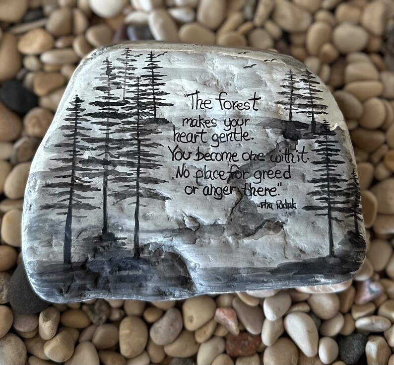 Hand Painted Natural Stone, Inspirational Quote, Nature Scene,unique ...