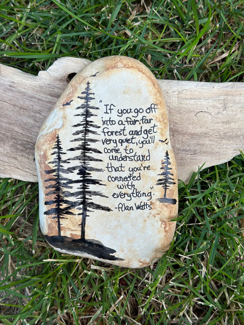 Hand Painted Natural Stone, Inspirational Quote, Nature Scene,unique ...