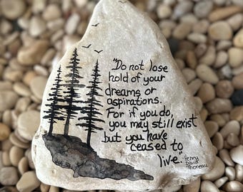 Hand Painted Natural Stone, Inspirational Quote, Nature Scene,unique ...