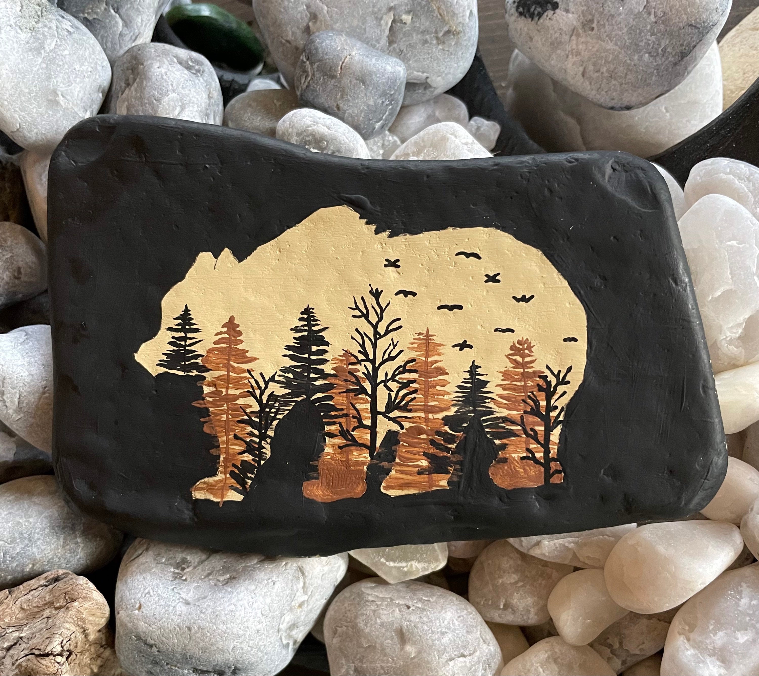 Grizzly Bear , Painted Stone, Spirit Animal, John Muir Quote. - Etsy