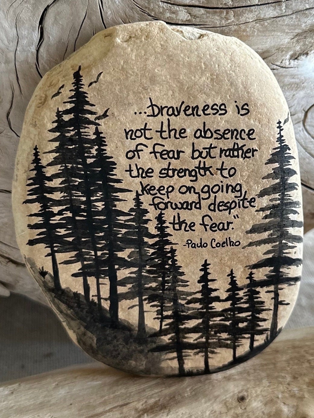 Hand Painted Natural Stone, Inspirational Quote, Nature Scene,unique ...
